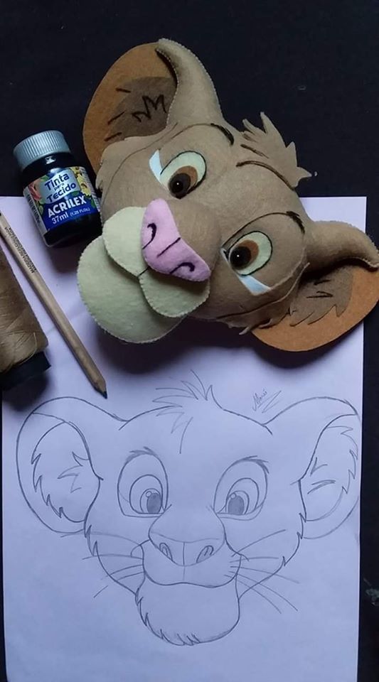 Molde Simba Rei Leão Aplicação De Feltro - Ideias Criativas