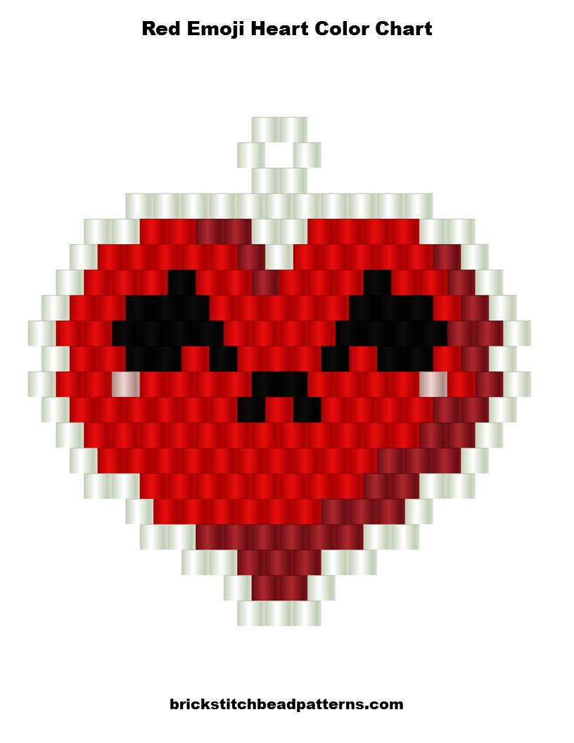 Brick Stitch Bead Patterns Journal: Free Red Emoji Heart Valentine's ...
