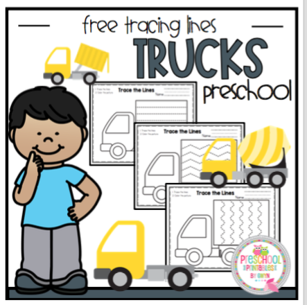 Free Truck Tracing Lines ~ Preschool Printables