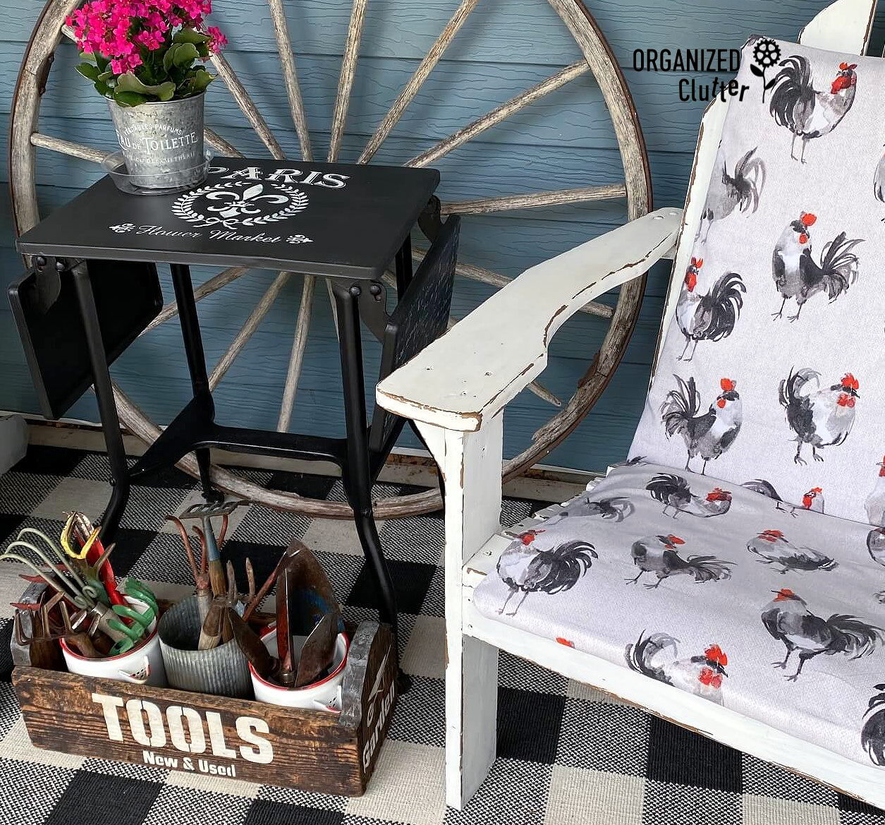 Vintage Metal Typing Table Makeover - Organized Clutter