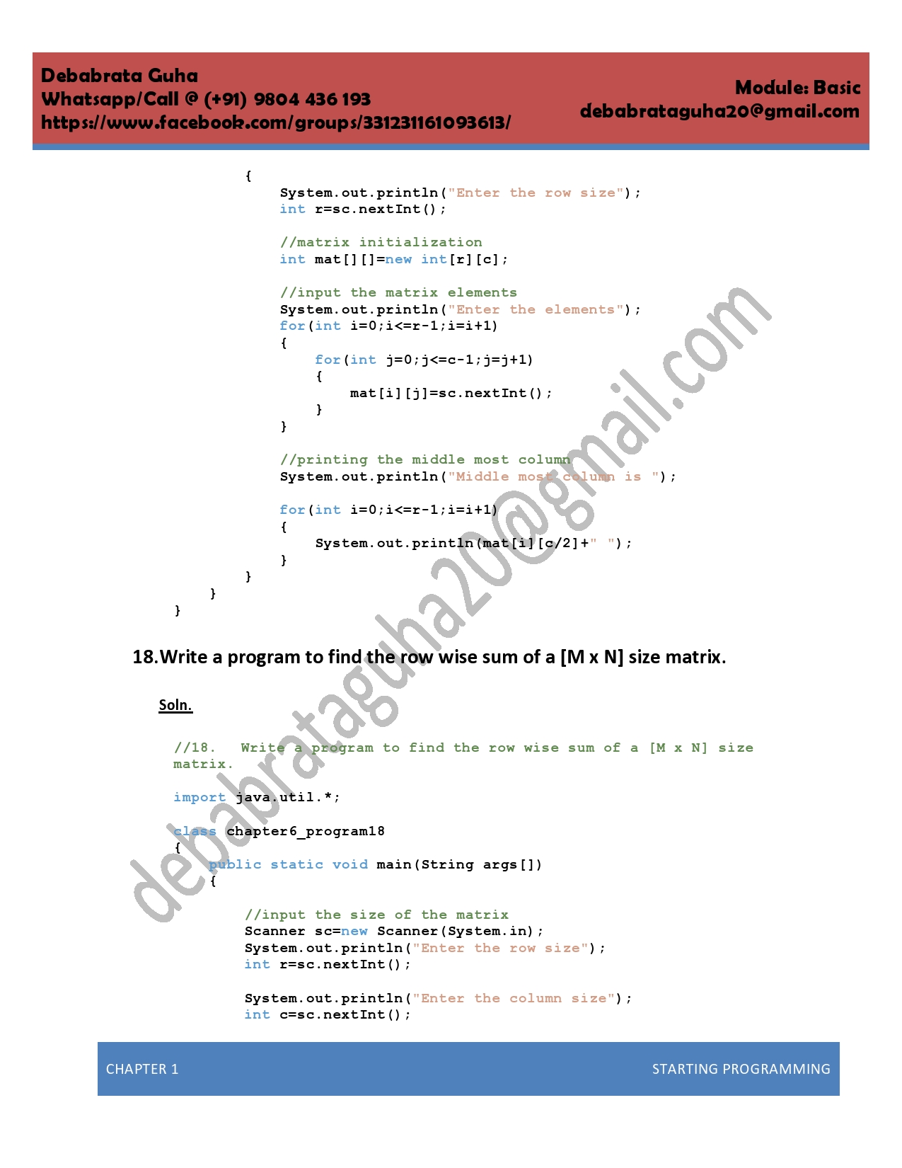 Java Solution Chapter 6 Double Dimension Array