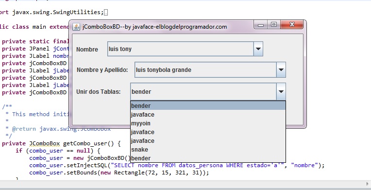 jComboBoxBD carga datos en un JComboBox desde Mysql con java fácil y rapido