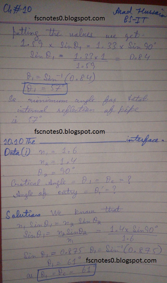 F.Sc ICS Notes: Physics XI: Chapter 10 Optical Instruments Numerical ...