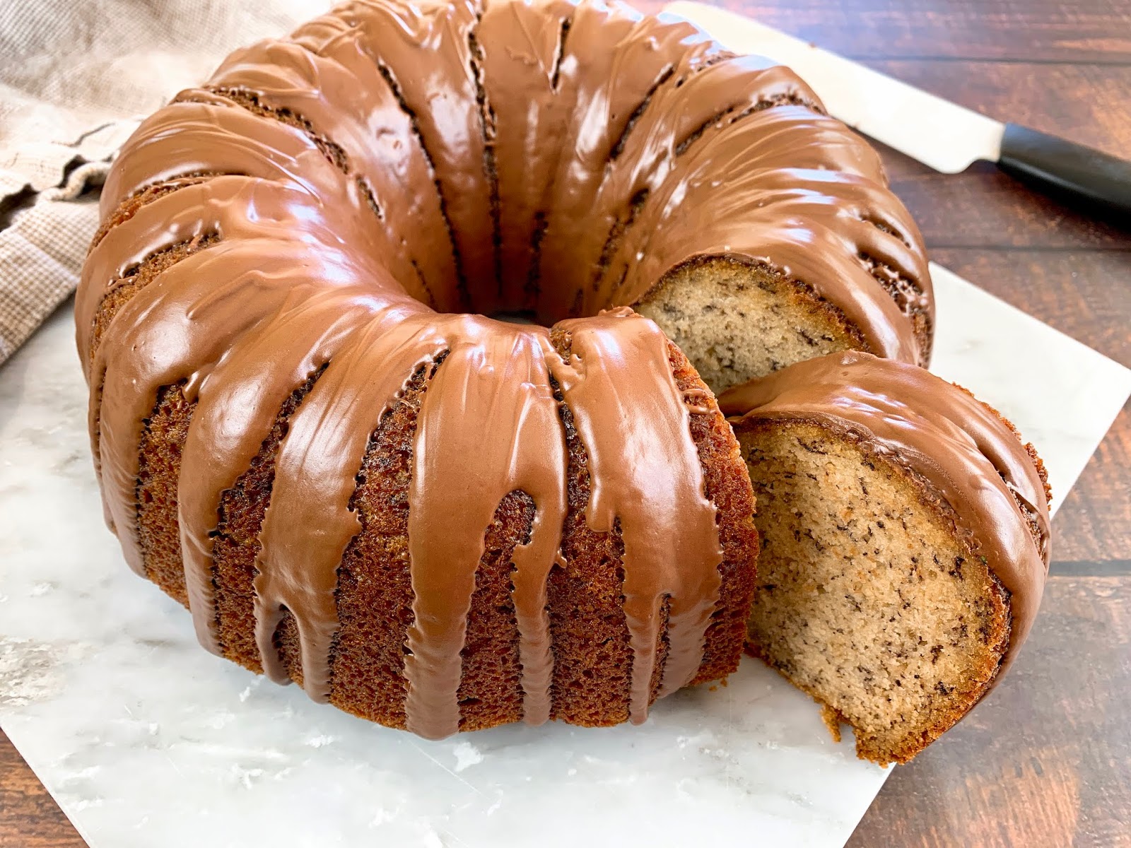 Banana Bundt Cake with Chocolate Shell