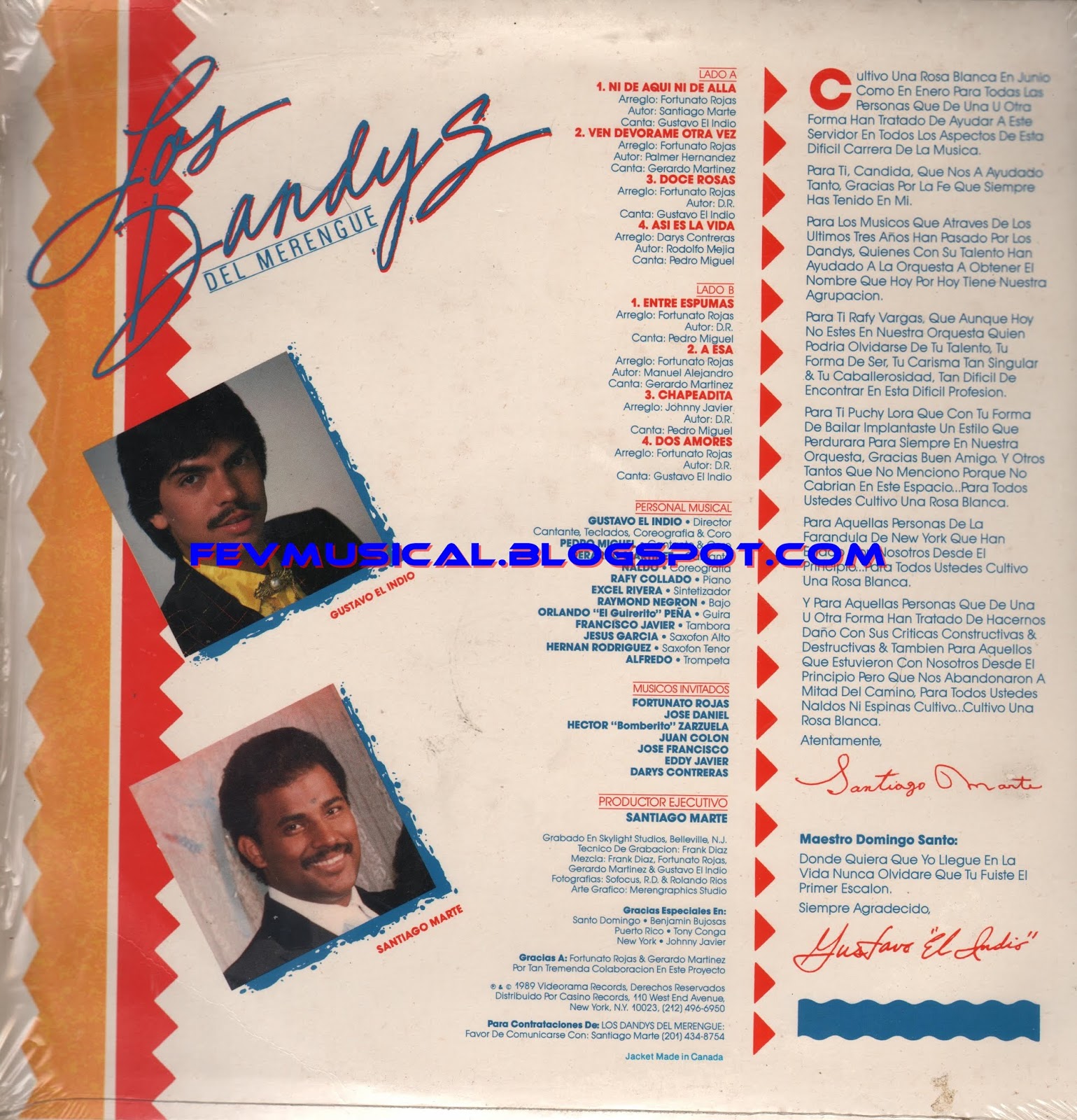FEV MUSICAL: 1989 - Los Dandys Del Merengue - Con Gustavo El Indio ...
