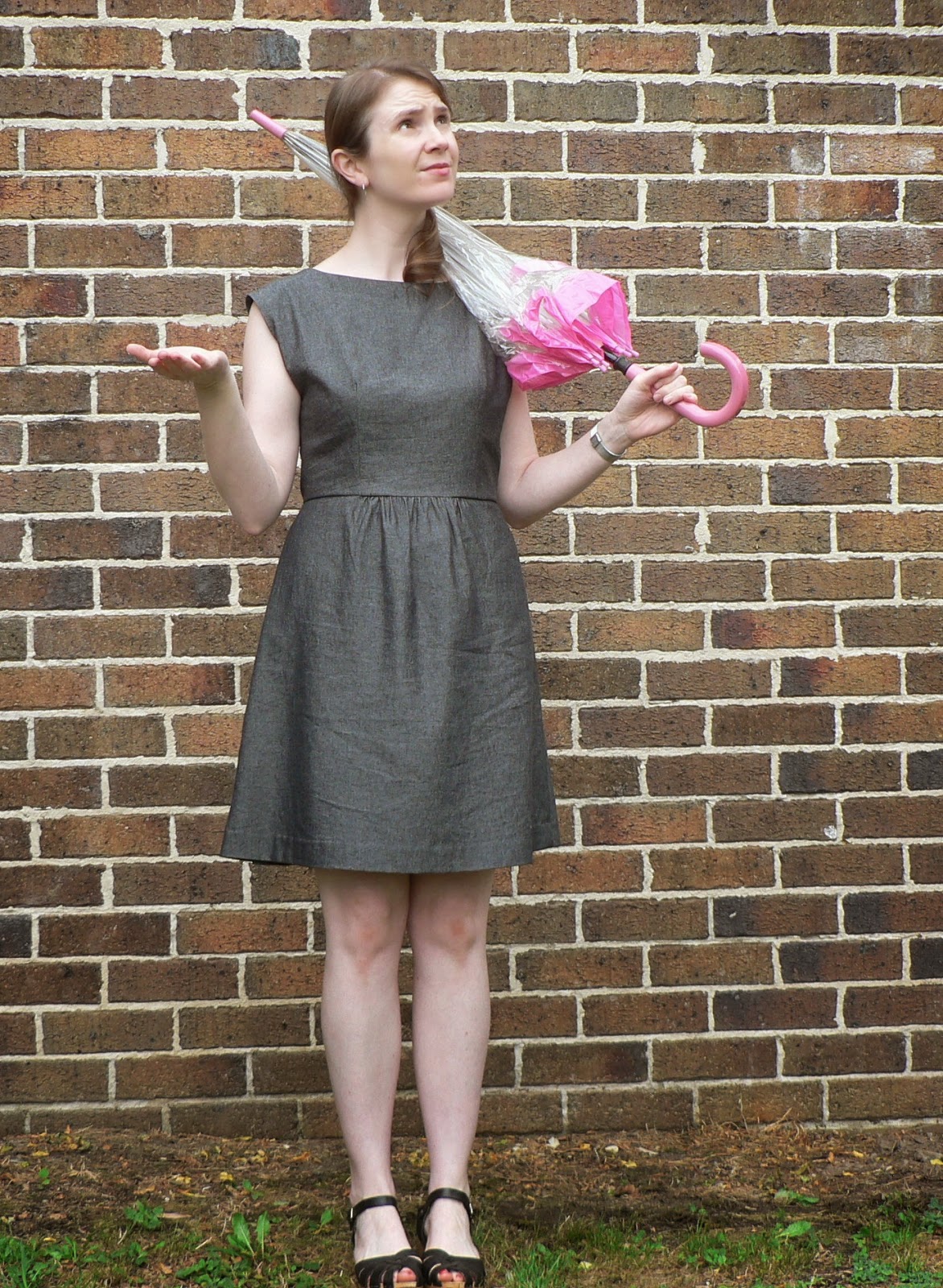 Finished - A fair proportion of Vogue 8901 in chambray, plus umbrella