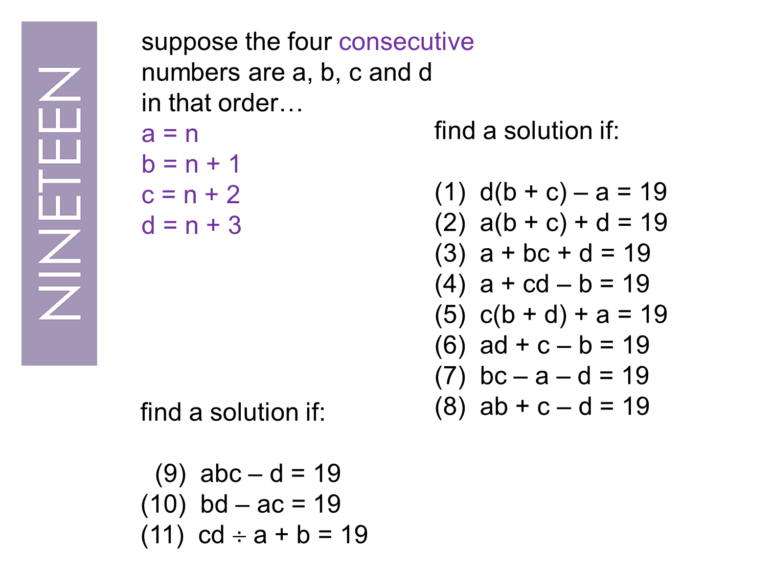 MEDIAN Don Steward mathematics teaching: making 19