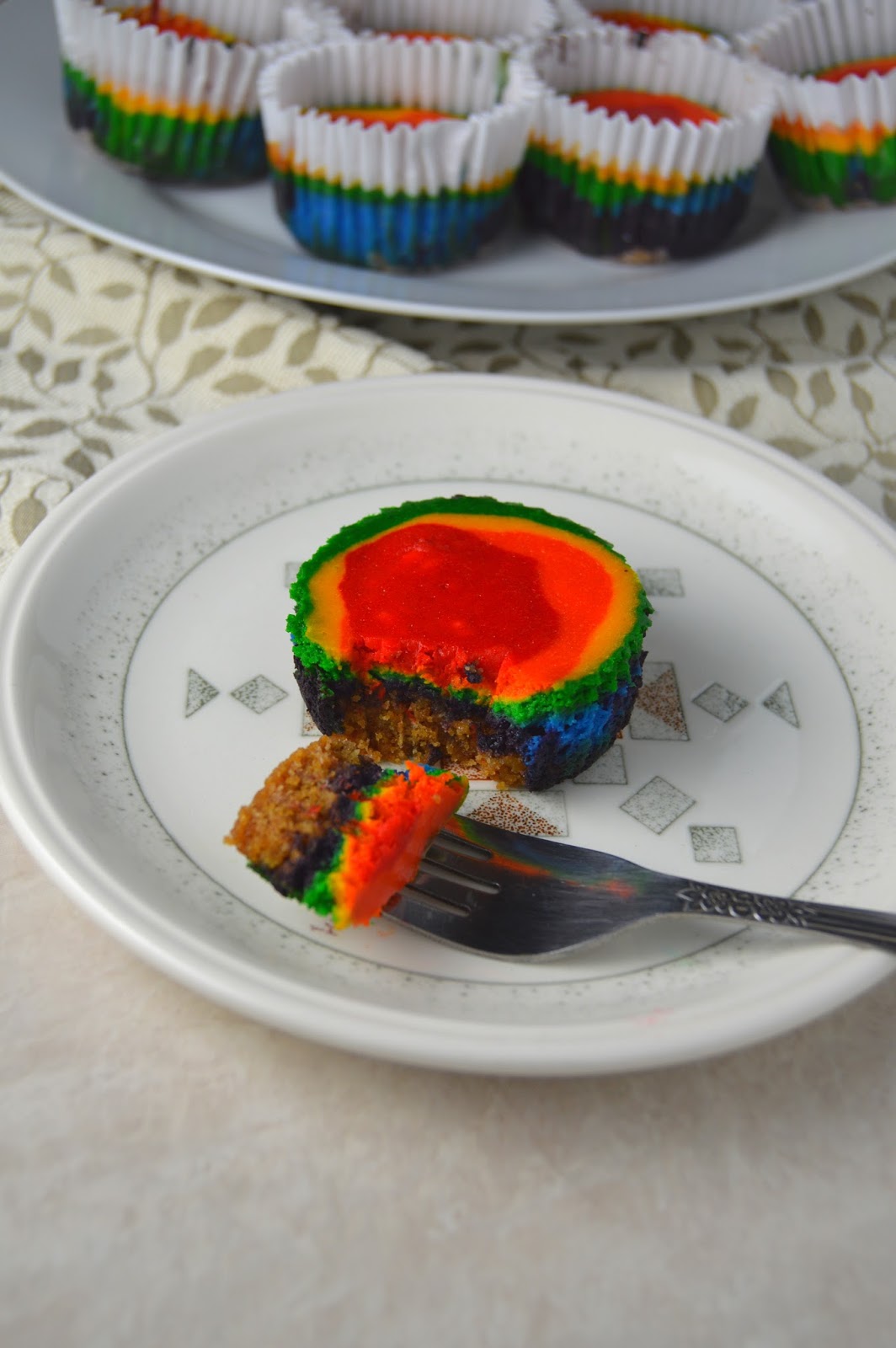 Mini Rainbow Cheesecakes | A Taste of Madness