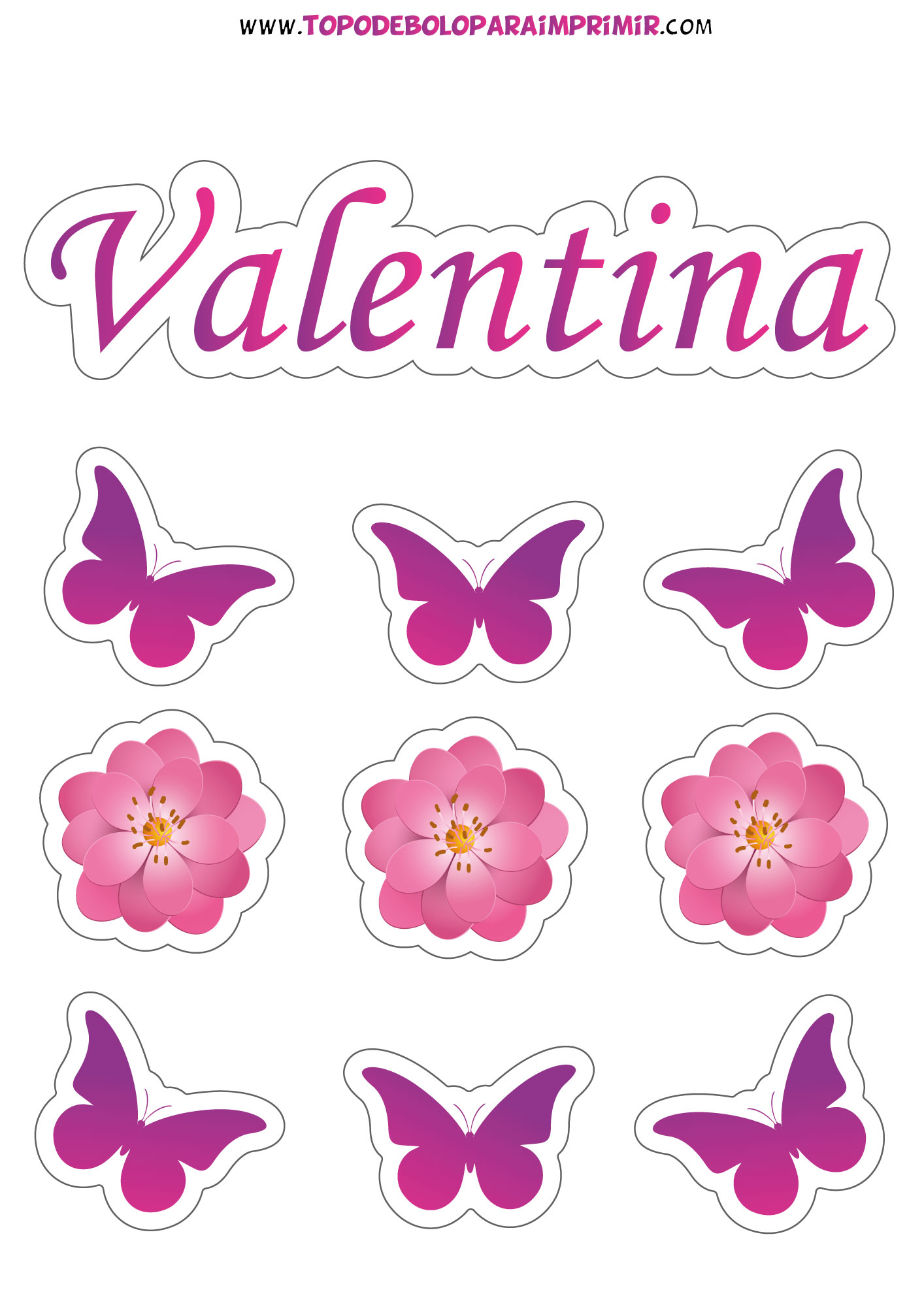 Topo De Bolo Valentina Para Imprimir