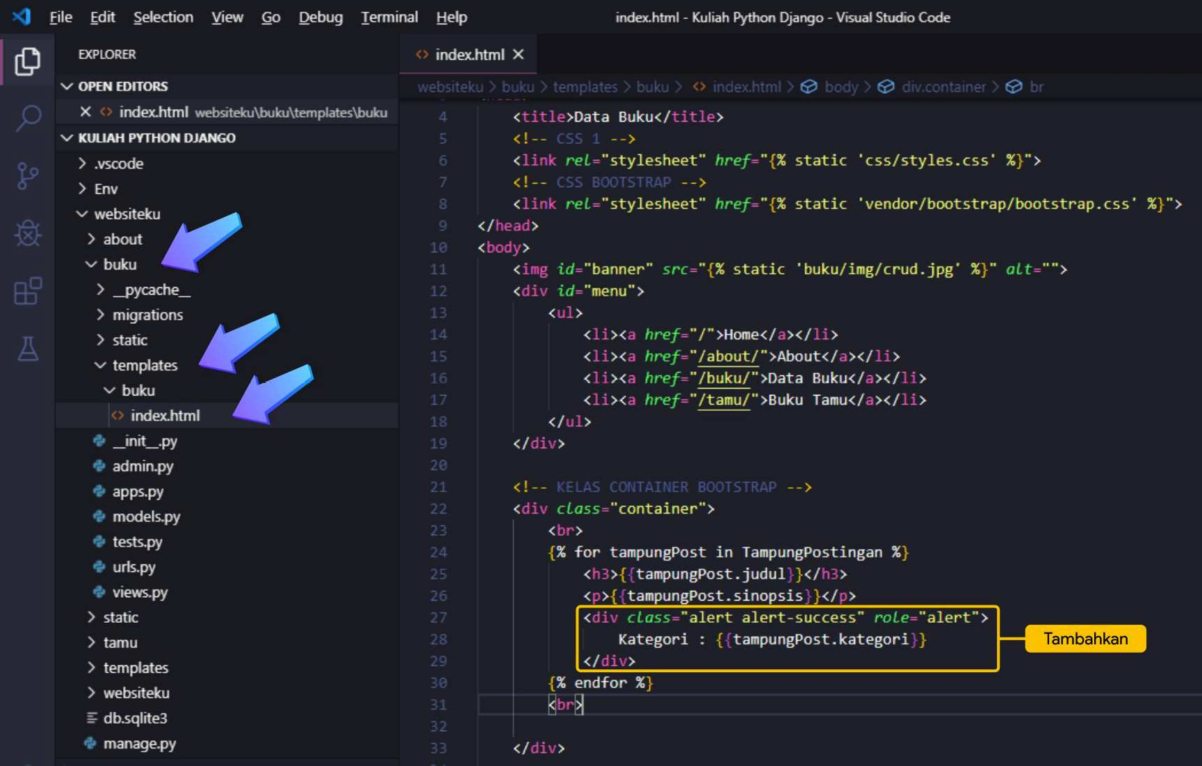 Membuat Relasi Model Django Framework - Contoh Aplikasi