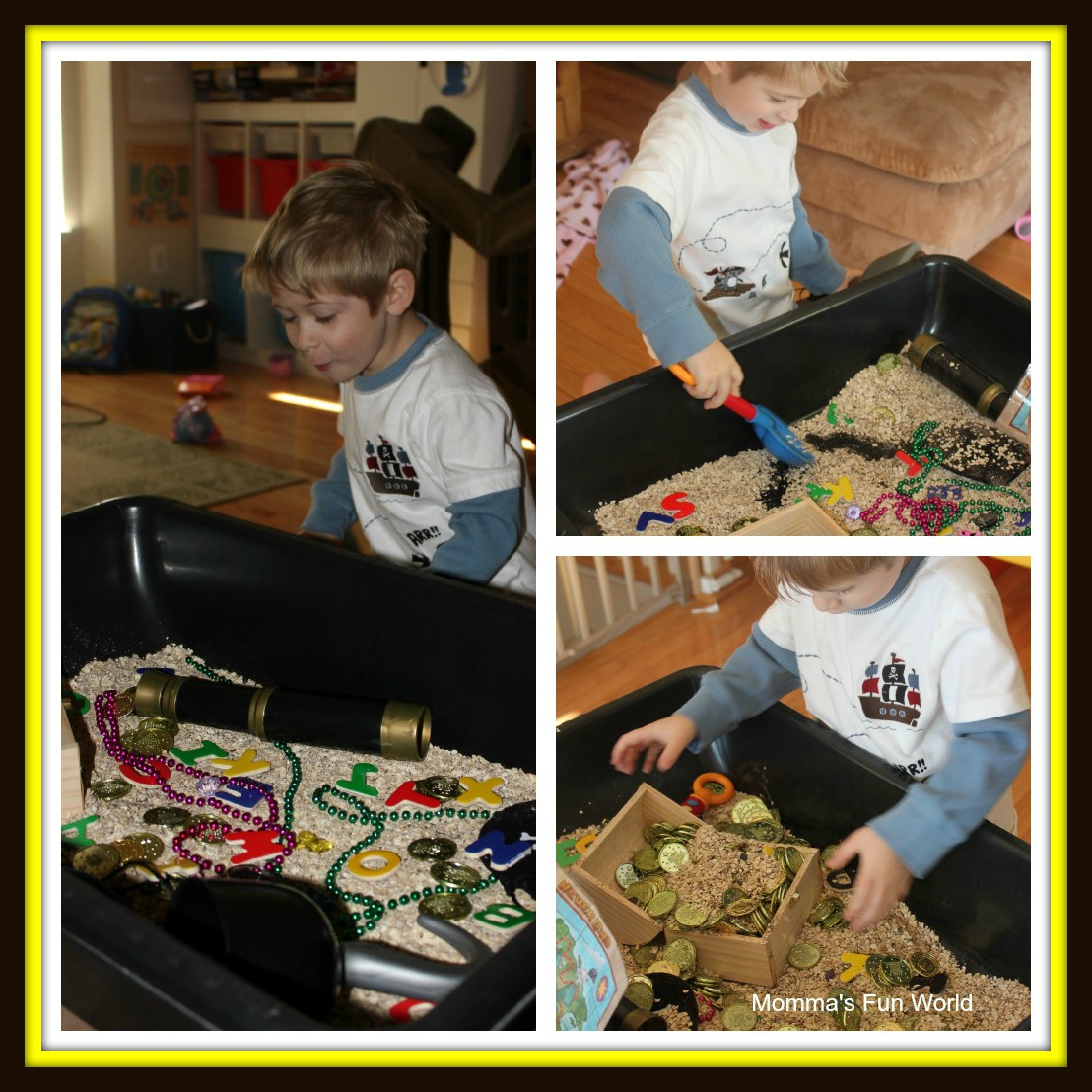 Momma's Fun World: Alphabet treasure sensory learning play