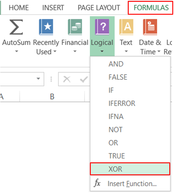 XOR Function in Excel