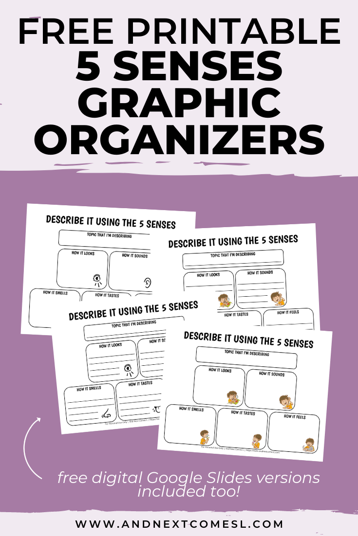 Free Printable 5 Senses Graphic Organizers | And Next Comes L ...