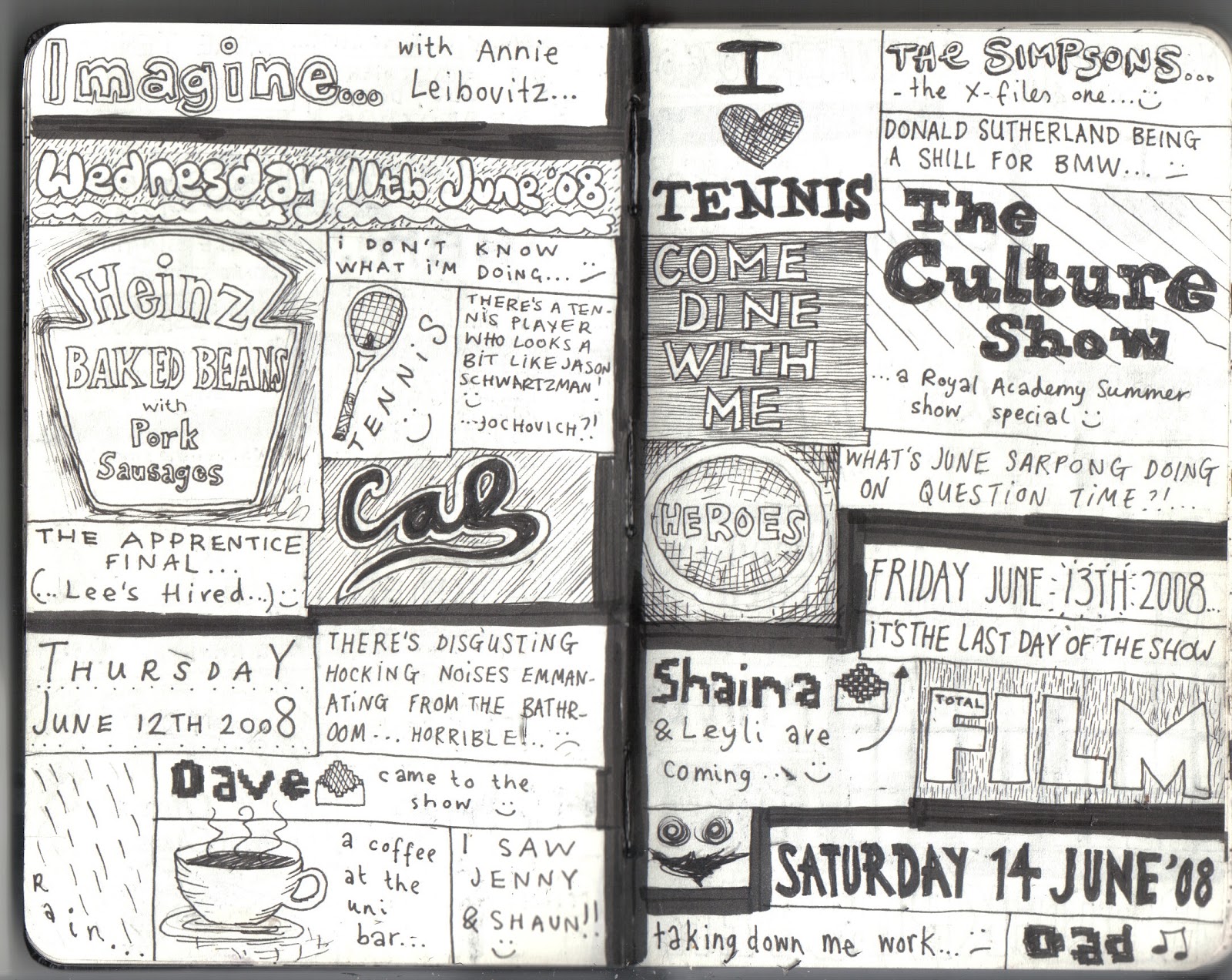 Becky Kidner: Diary Drawings 10th - 17th June 2008