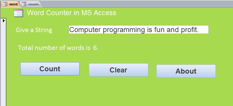 Free Programming Source Codes And Computer Programming Tutorials Word Counter In Microsoft Access 4907