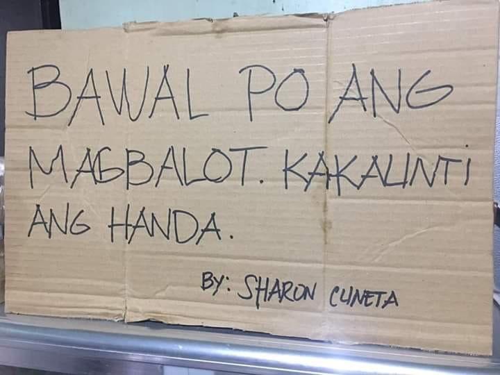VIRAL: 'Bawal magbalot' sign at birthday party draws laughs