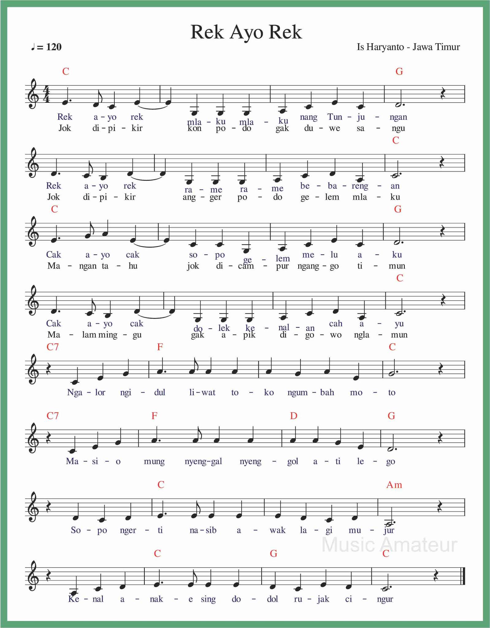 Not Lagu Rek Ayo Rek