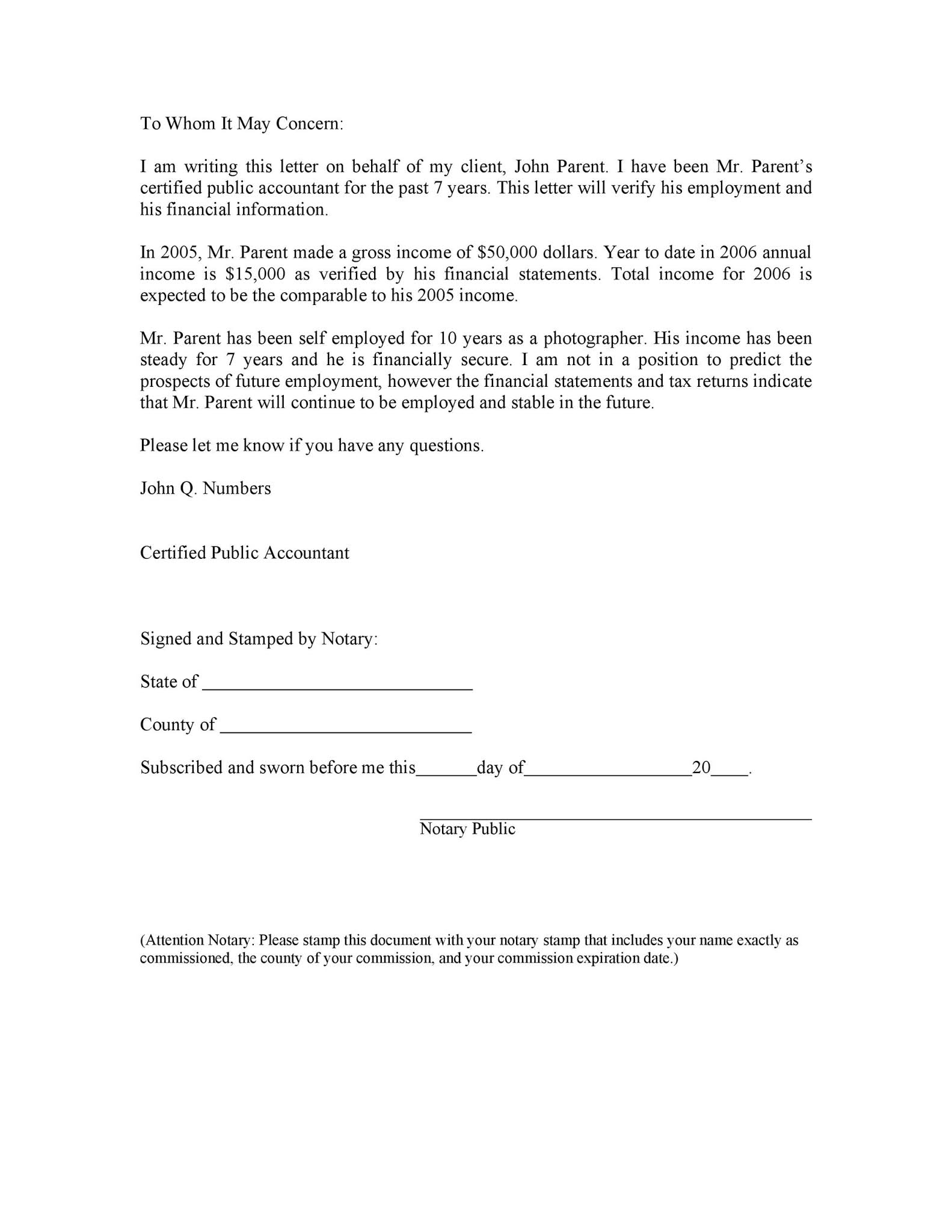 Proof Of No Income Letter Template ~ Resume Letter