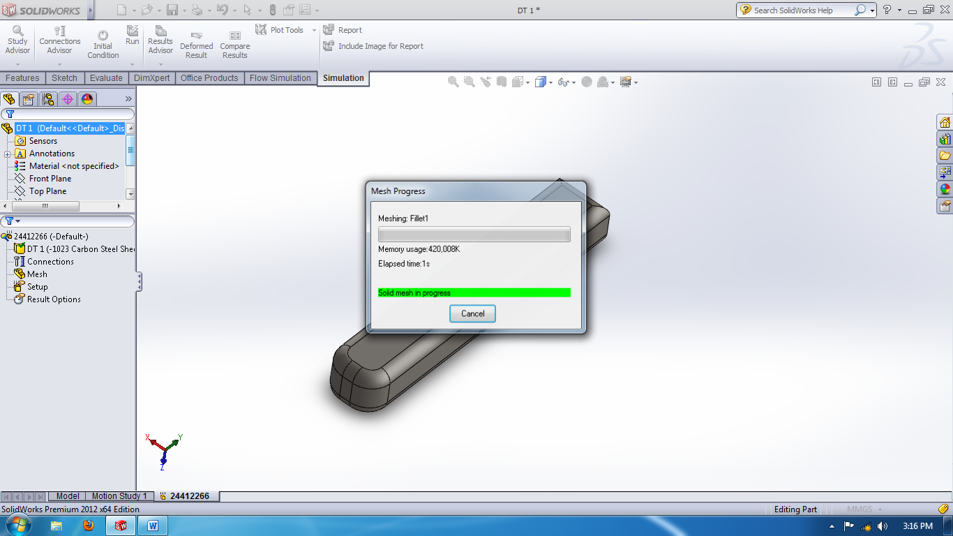 Drop Test Analysis Menggunakan SolidWorks 2012