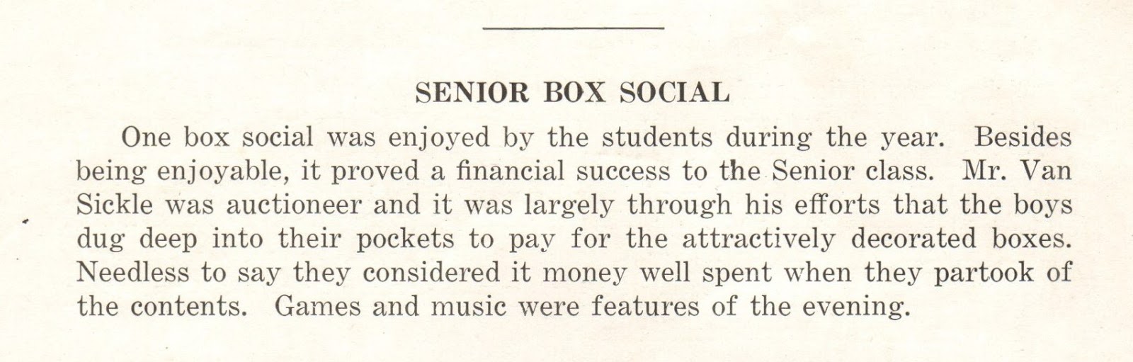 Recollections: The Box Social