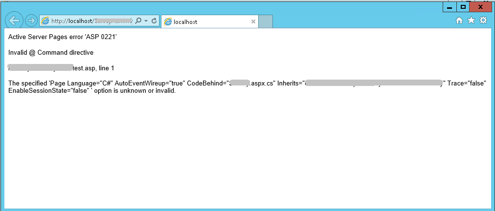 Code Bits Asp Pages On Iis Active Server Pages Error 0221 Invalid Command Directive