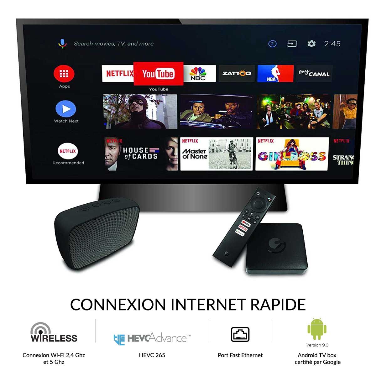 Ematic SRT 202 - la box TV android 9.0 à commande vocale intégrée