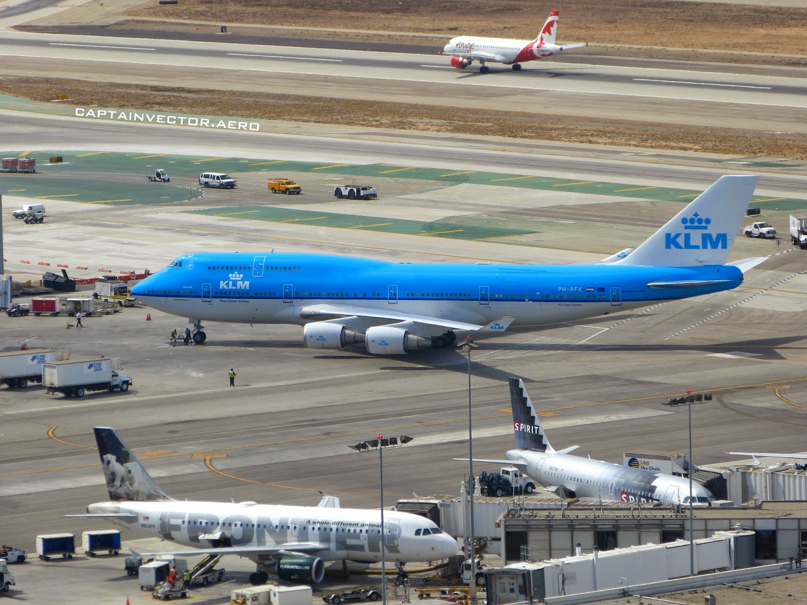 View from the control tower: Big Blue Boeings!