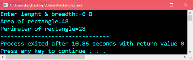Calculate Area And Perimeter Of The Rectangle In C Program
