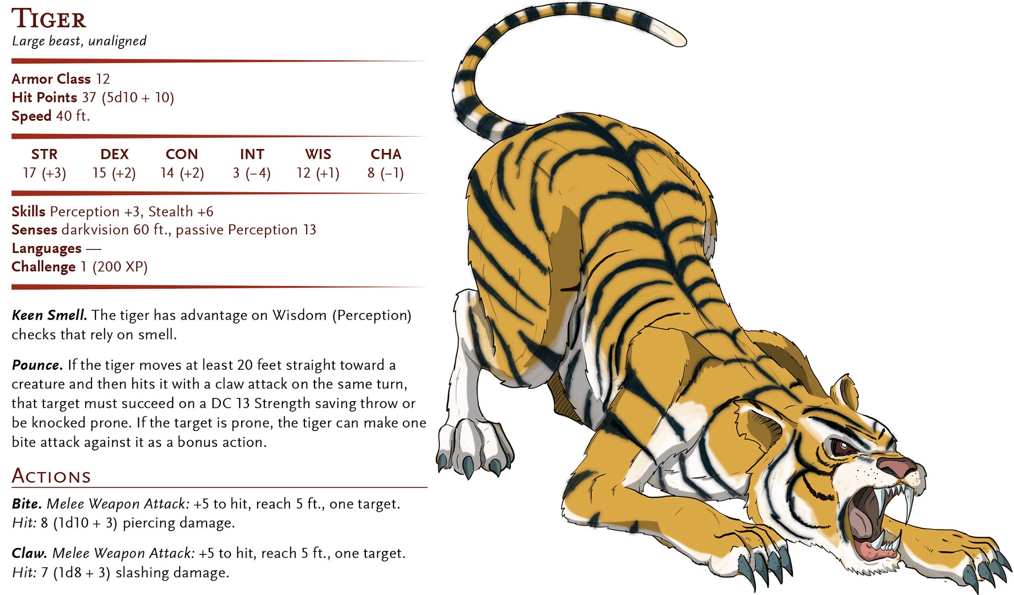 D&D Basic Monster: Tiger