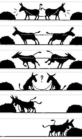 H I S T O R A E: La fábula de los dos burros...