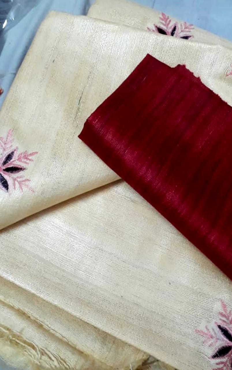 Latest Ghicha embroidery with contrast bp With silk mark