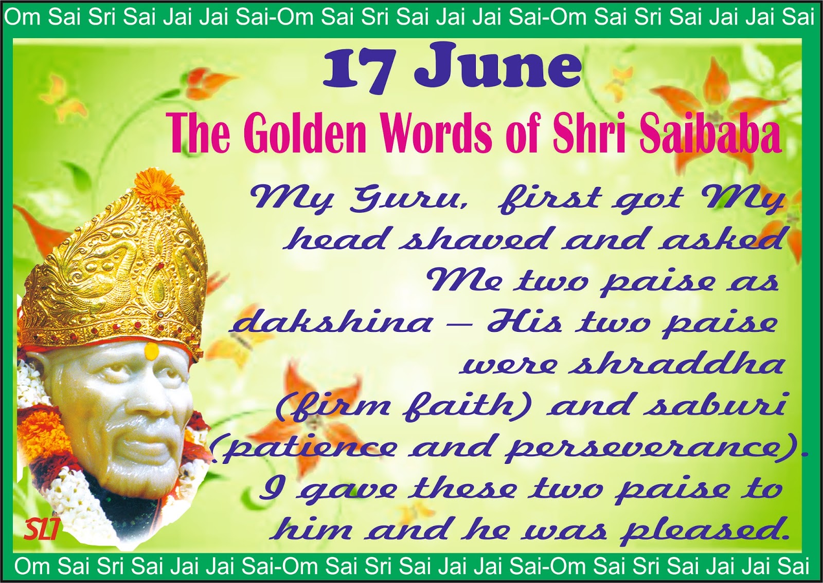Sai Leela Times: The Golden Words of Shri Saibaba- 17 June