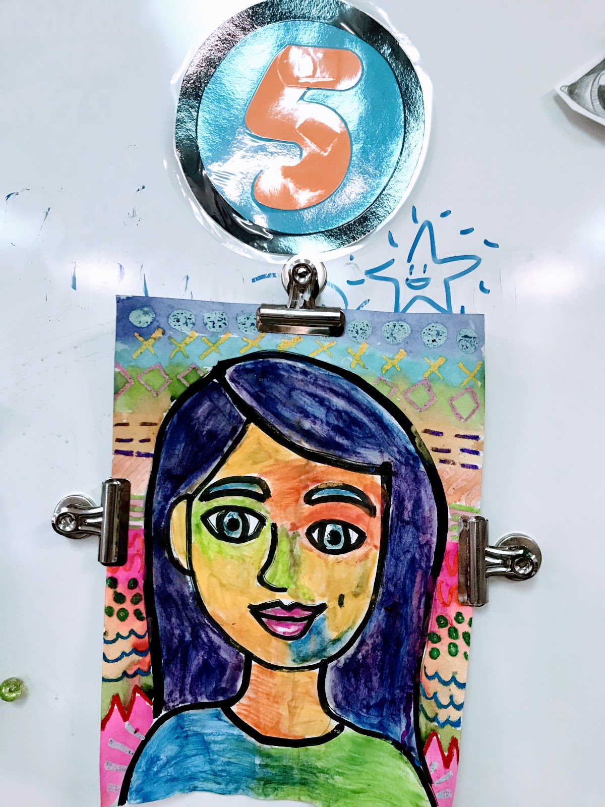 Elements of the Art Room: Colorful 5th grade Self Portraits
