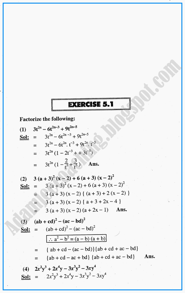 Adamjee Coaching: Exercise 5.1 - Factorization, HCF, LCM ...
