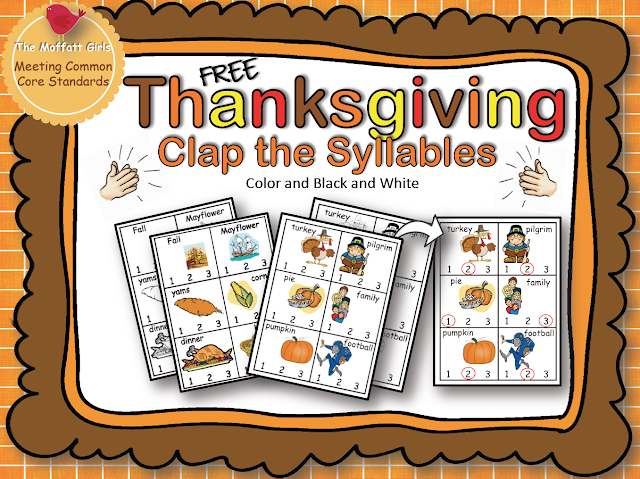 Freebielicious: Thanksgiving Clap the Syllables