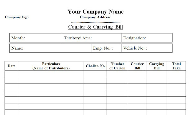 Courier & Carrying Bill DOC & PDF Format