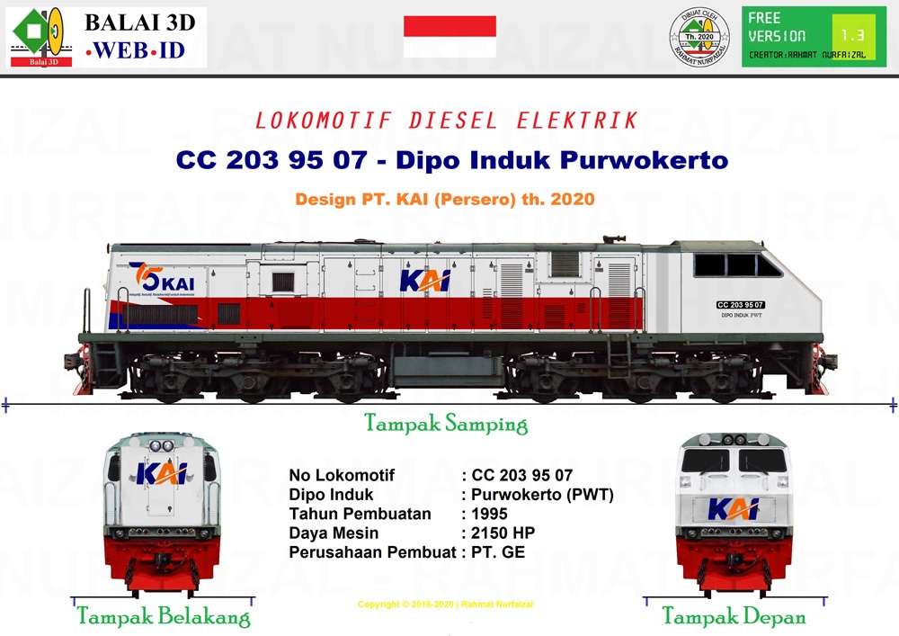 Gambar Lokomotif CC 203 Edisi Tahun 2020 - Balai 3D
