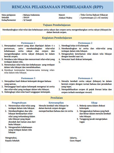 CONTOH RPP 1 Lembar SD/SMP/SMA/SMK Tahun 2020/2021 (RPP INSPIRATIF ...