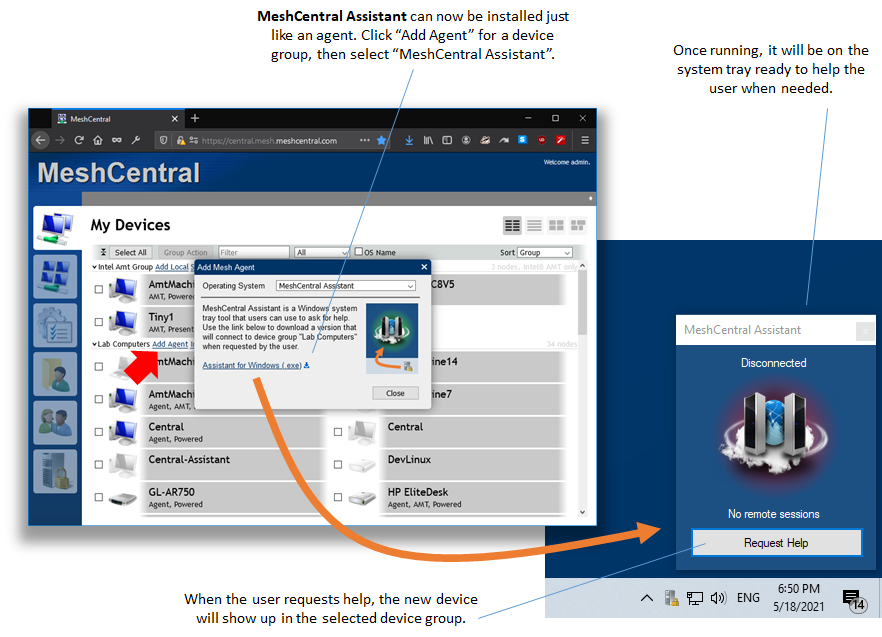 MeshCentral - MeshCentral Assistant and Remote Help