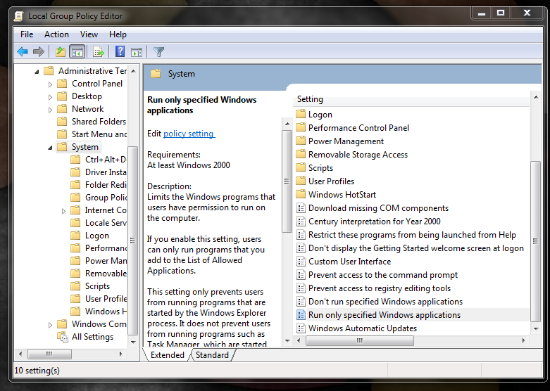 How do I allow Windows 7 users to run only specific applications ...