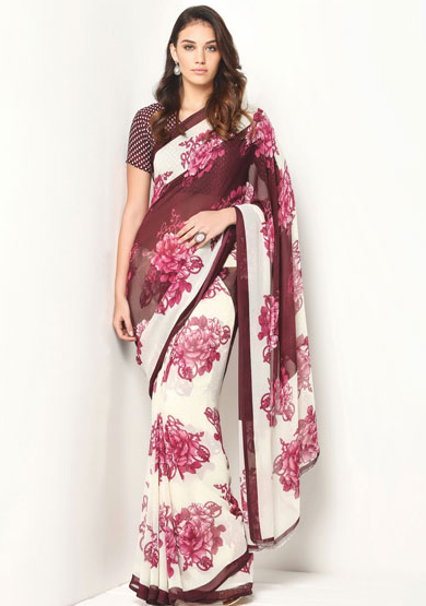 Beautiful Flower Print Saree - Diya Online - Deals, Sales & Offers for ...