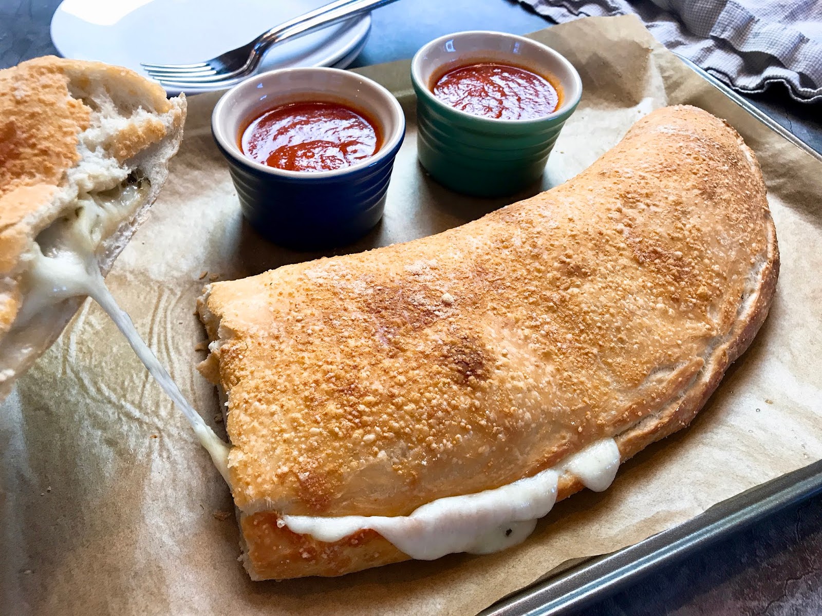 Cheese Calzone with Marinara (5 ingredients!)