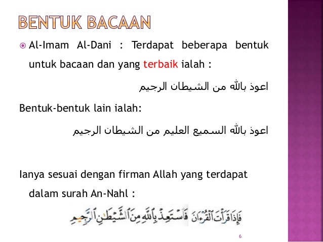 Isti'aazah ~ PENDIDIKAN ISLAM TINGKATAN 1 SMK JABI