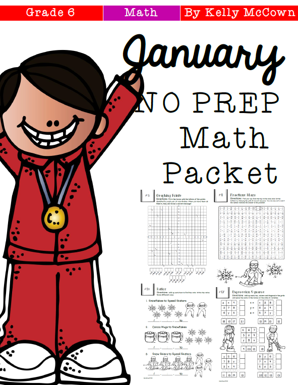 Kelly McCown: January NO PREP Math Packet {Grade 6}
