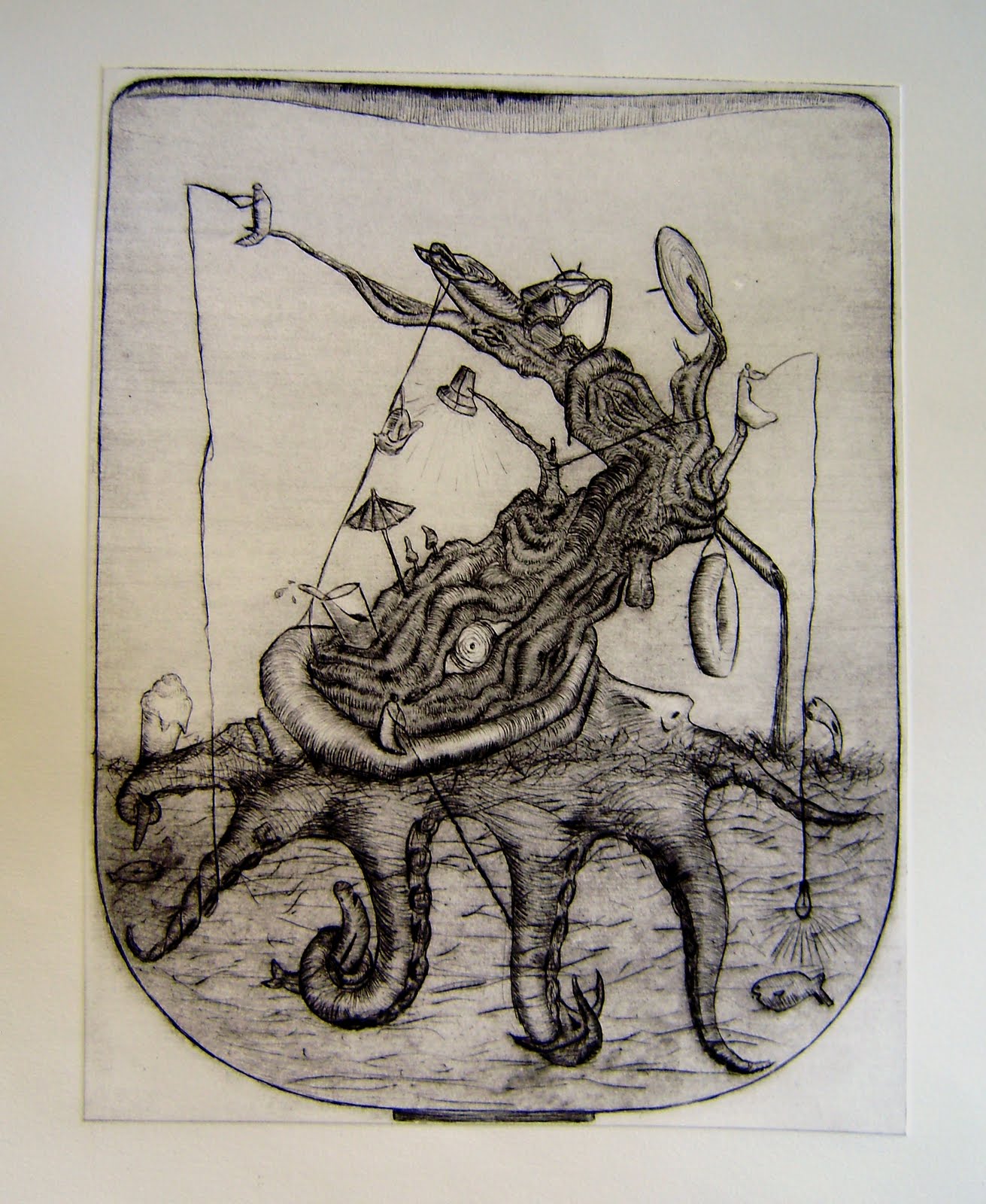 obra de guillermopinta: grabado punta seca y azúcar