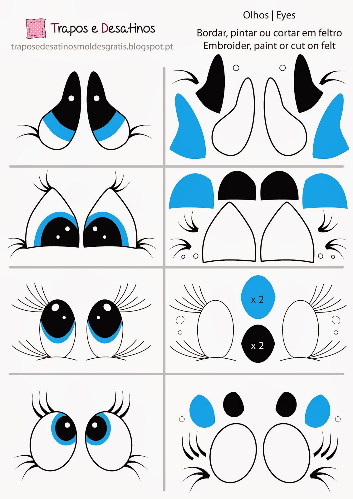 Free Sewing Patterns: Caras | Face template, Painting eyes, Crafts