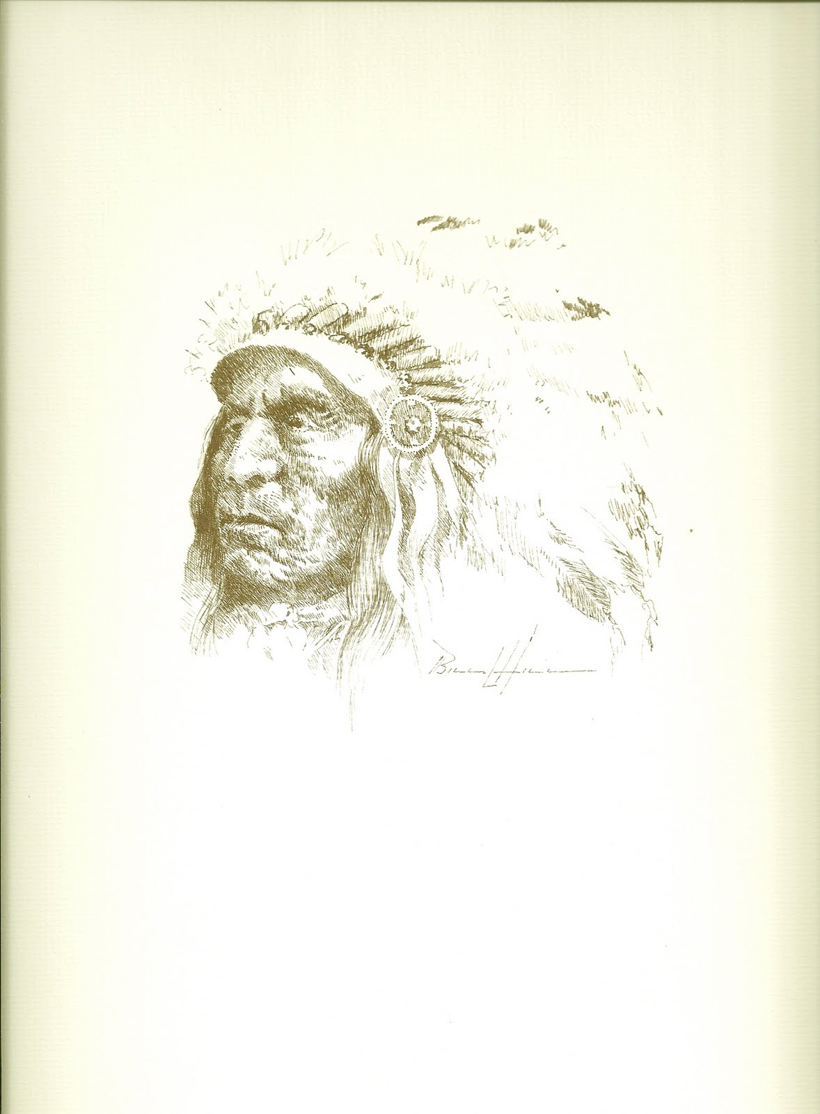 Bill L. Hill Art: Indian Head Pen and Ink Studies Available in Sets or ...