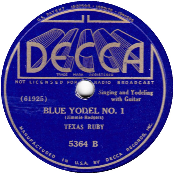 Glenn's Country Music Cabinet: Texas Ruby's First Record ~ Decca 5364 ...