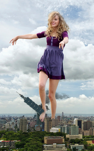 docop's size blog: Giantess Taylor Swift Destroys Building