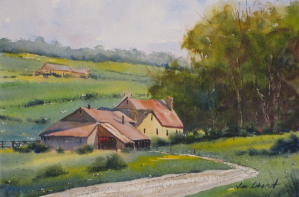 Weekly Watercolor Blog: Cotswolds Farm - #98 - Original Watercolor Painting